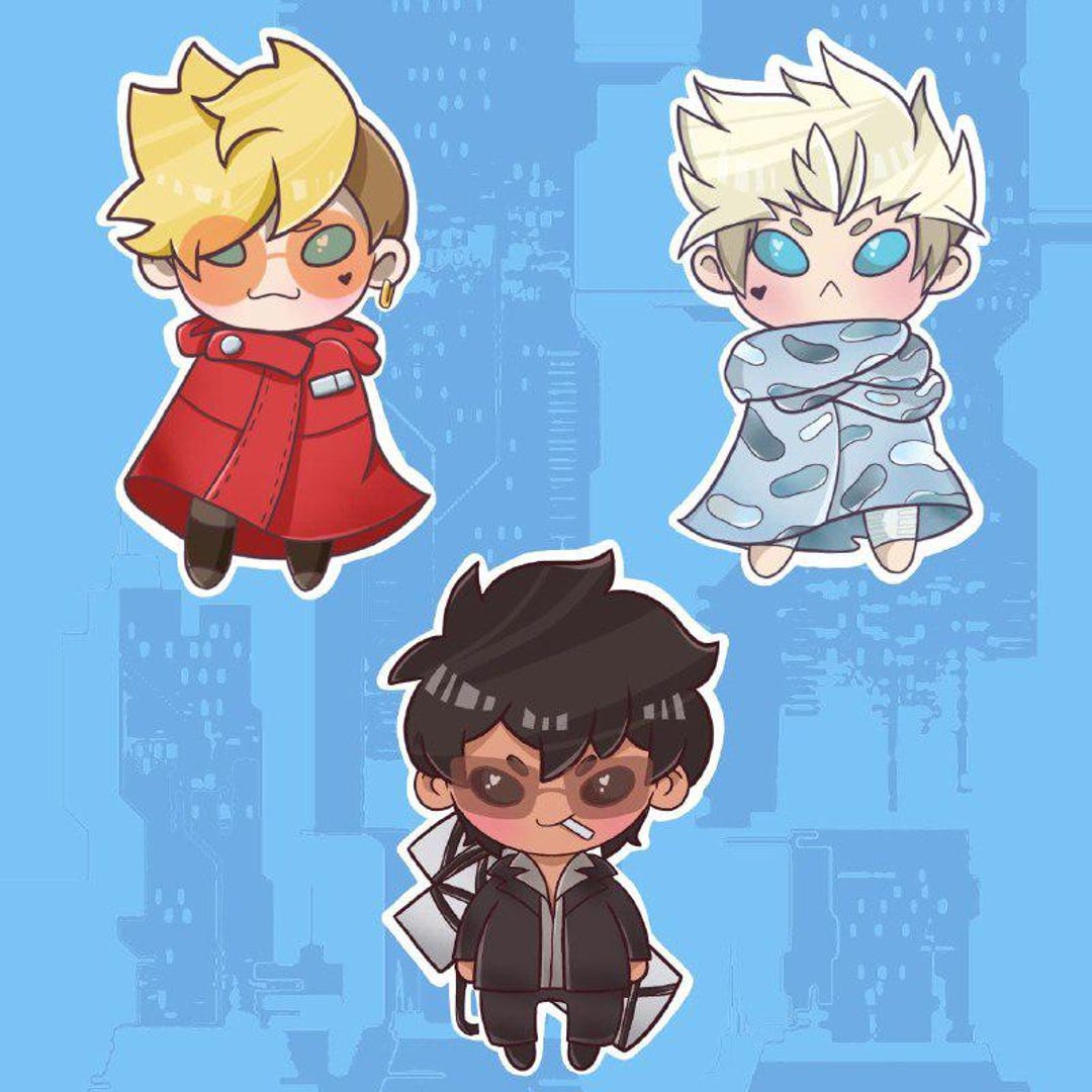 Waterproof Cute Stickers Plushies Vash, Wolfwood and Knives - Etsy