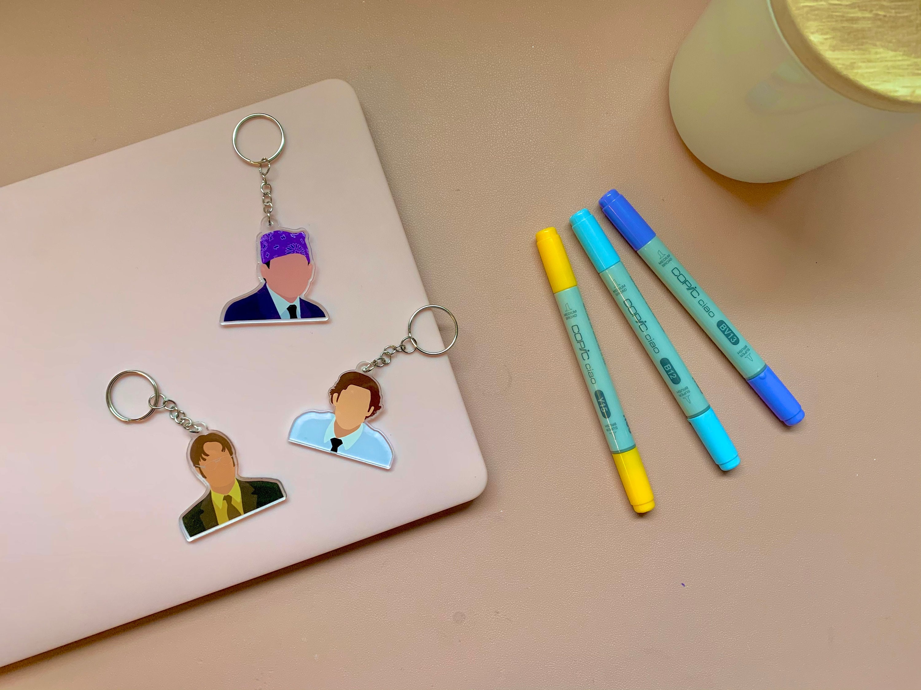 Prison Mike, Dwight Schrute and Jim Halpert Acrylic Keychain |the ...