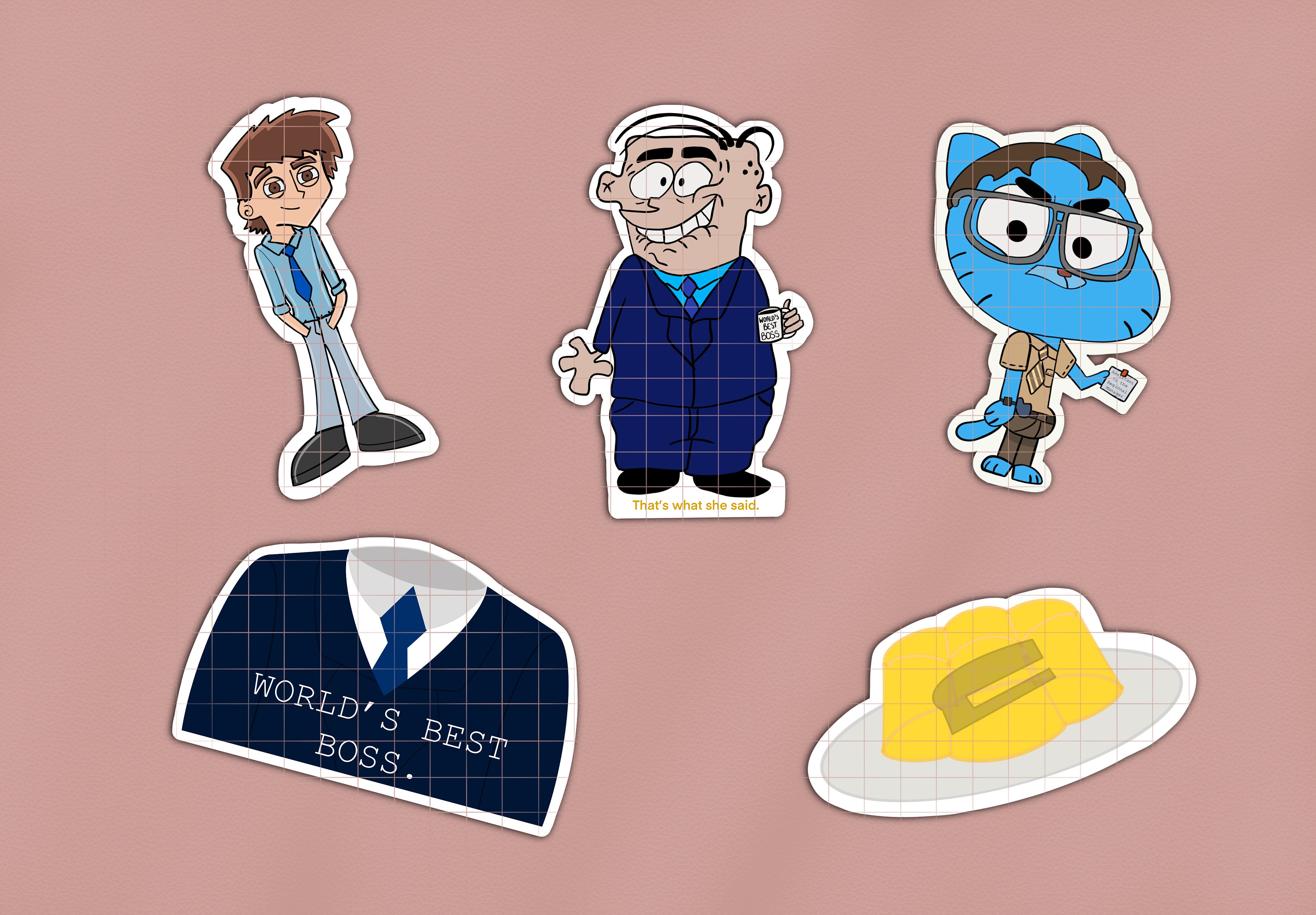 The Office Characters Animated | the Office TV Show Sticker |best ...