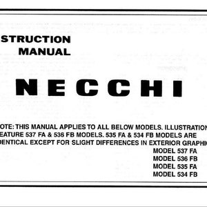 Necchi Sewing Machine Manual Instruction Booklet | PDF| Models 537FA ...