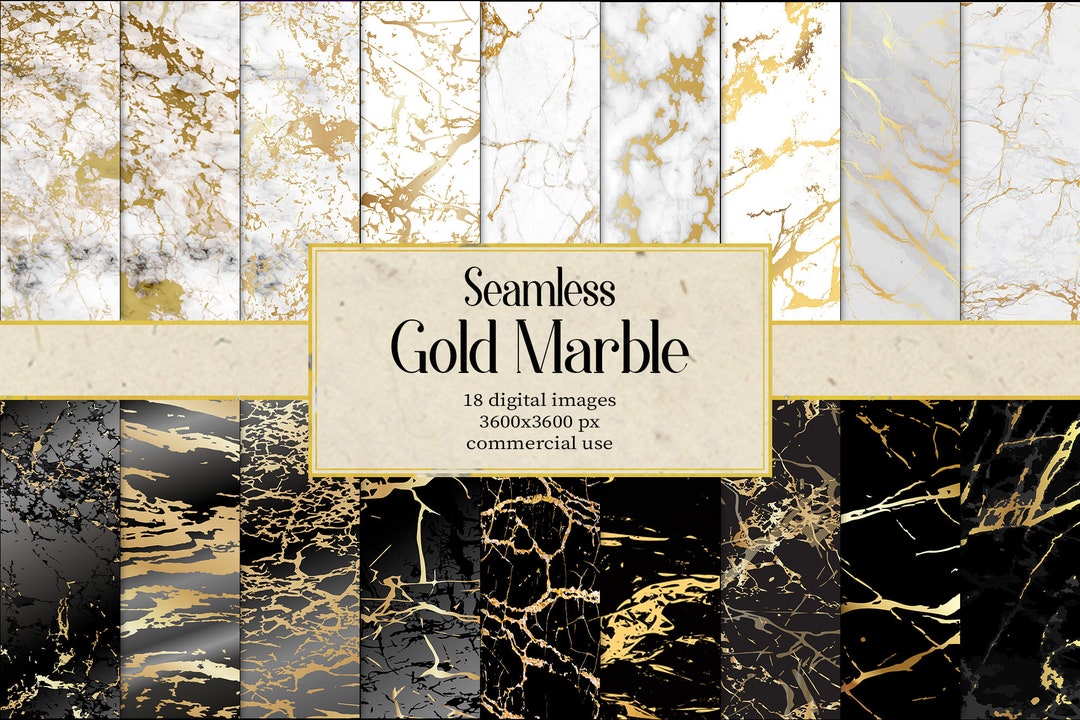 Seamless Gold Marble Digital Paper, Marble Background Textures Black ...