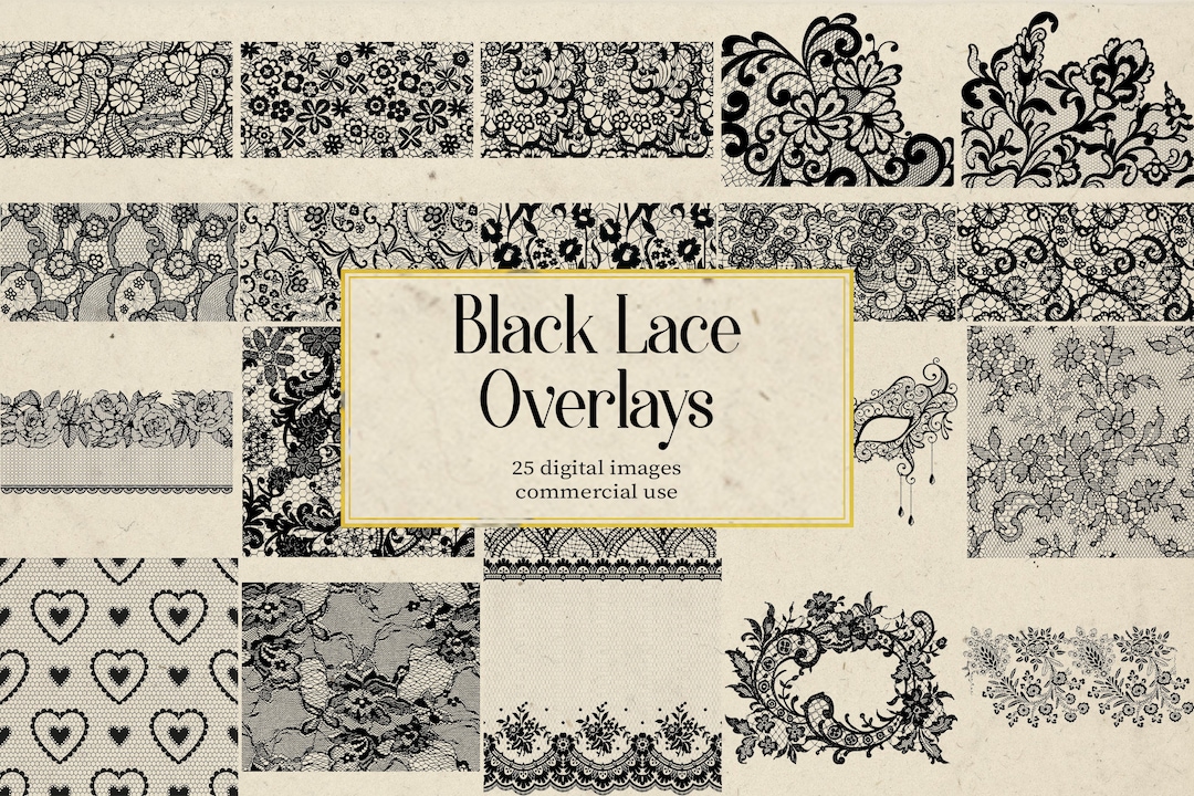 25 Black Lace PNG Transparent Overlays Art Scrapbooking Halloween ...