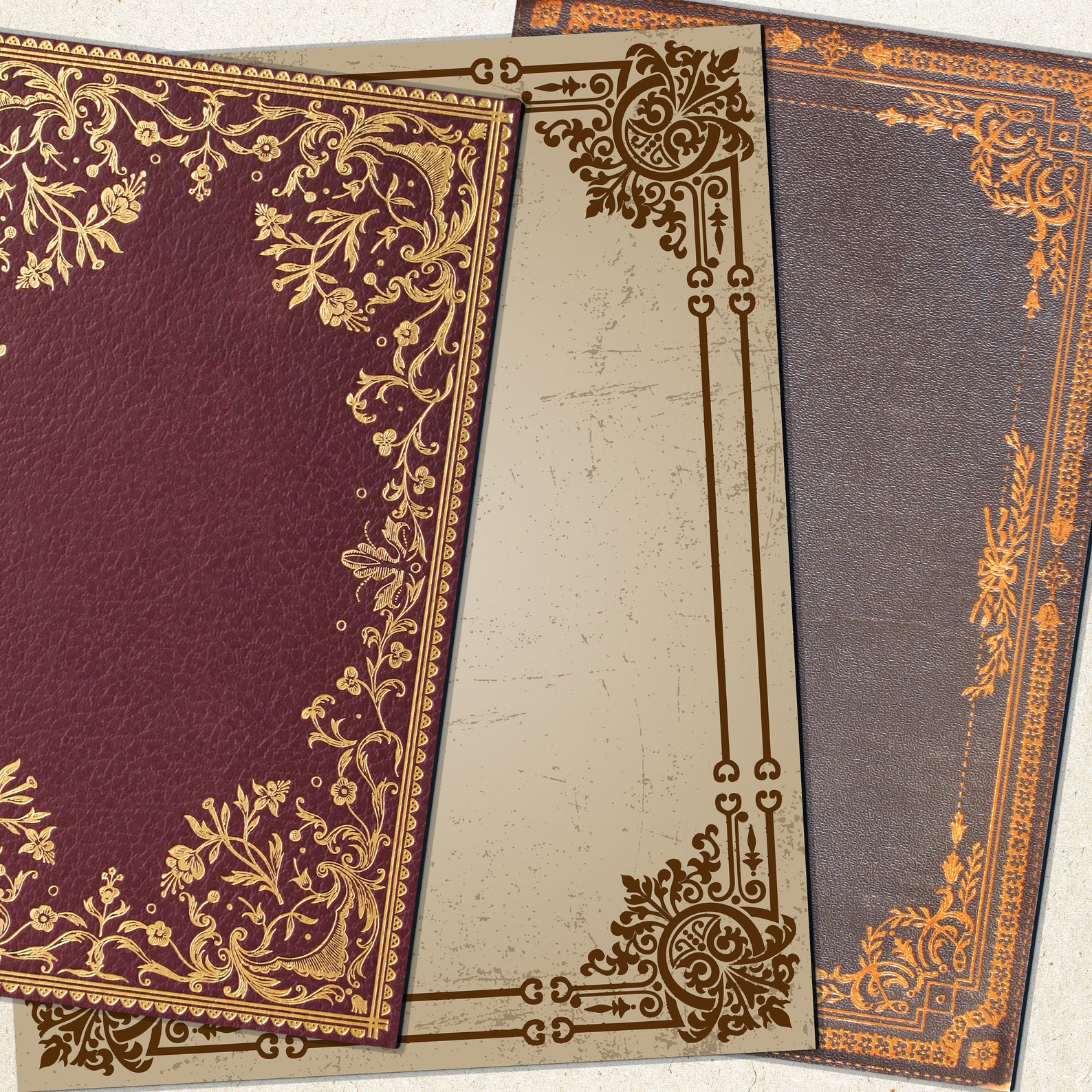 16 Gilded Book Covers Gold Digital Paper Ornamental Book - Etsy Canada