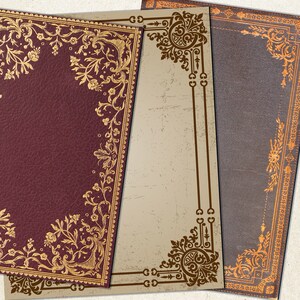 16 Gilded Book Covers Gold Digital Paper, Ornamental Book Textures Gold ...