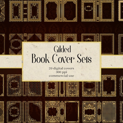 20 Gilded Book Covers Sets Gold Digital Paper Ornamental Book - Etsy