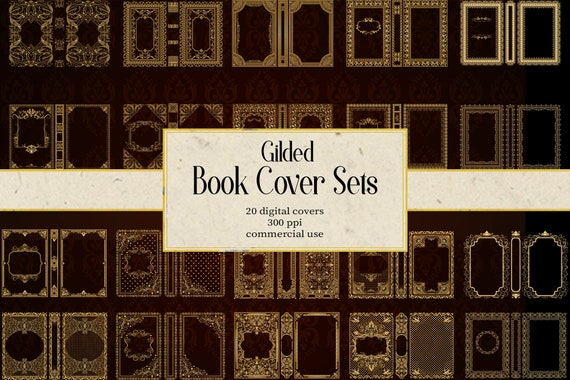 20 Gilded Book Covers Sets Gold Digital Paper Ornamental Book - Etsy