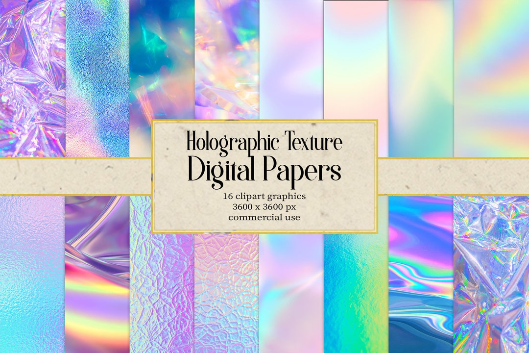 Holographic Texture Digital Paper, Holographic Background Textures ...