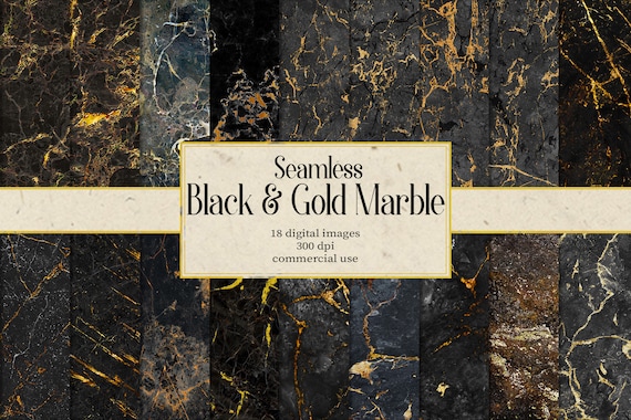 Seamless Black Gold Marble Digital Paper Marble Background | Etsy