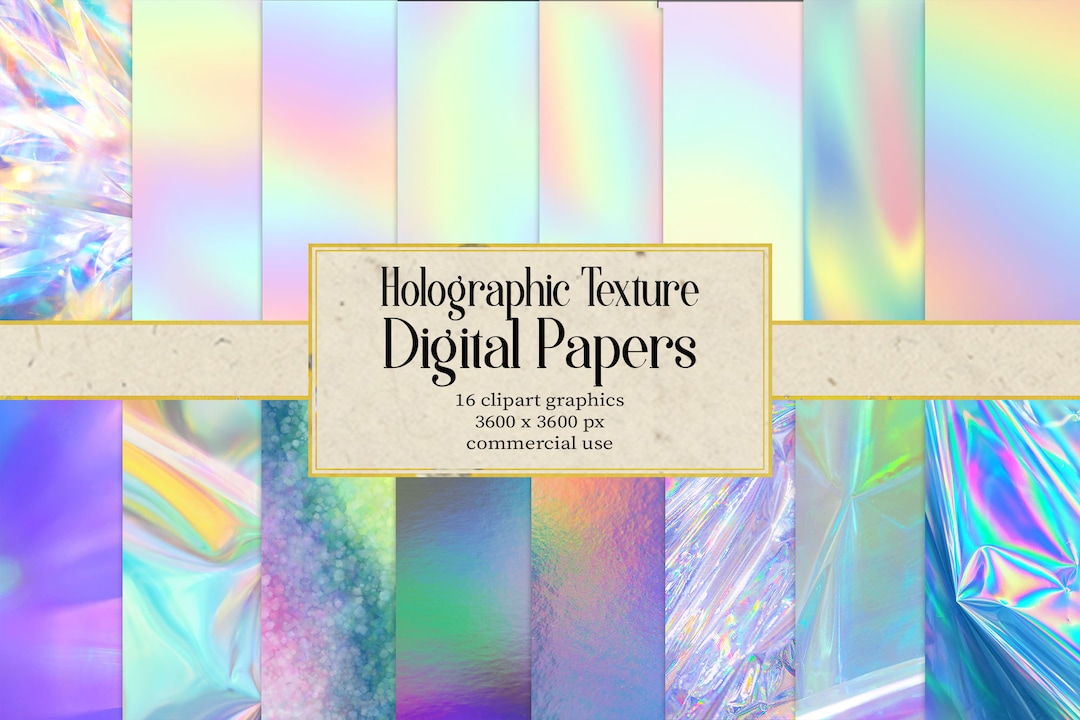 Holographic Texture Digital Paper, Holographic Textures Digital ...