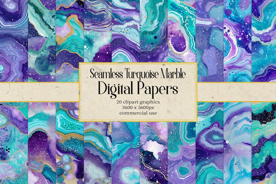 Seamless Milky Way Turquoise Marble Agate Digital Paper Marble ...