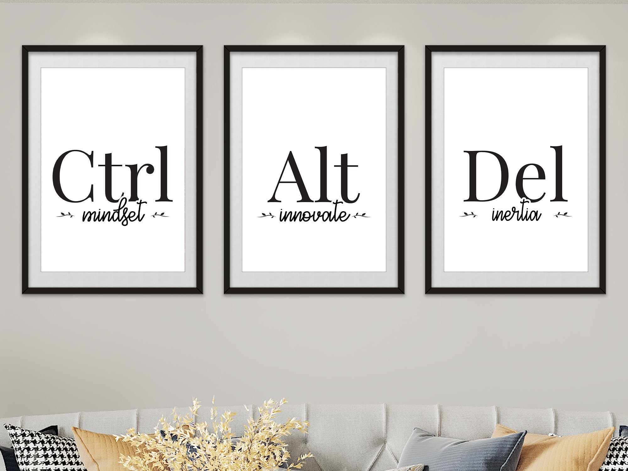 Set of 3 Canvas Ctrl Alt Del Wall Art Print Set Motivational Decor for ...