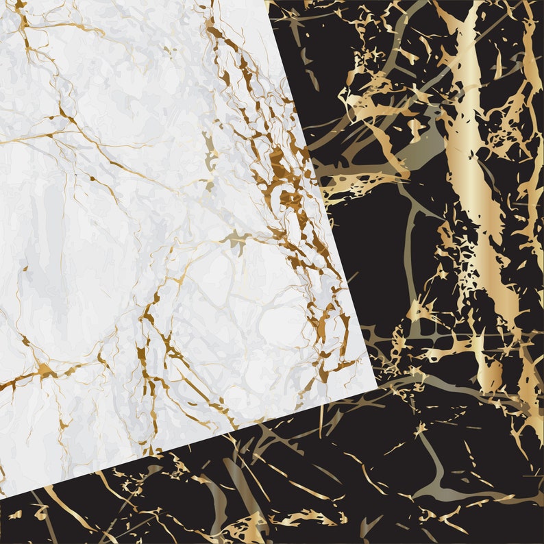 Seamless Gold Marble Digital Paper, Marble Background Textures Black ...