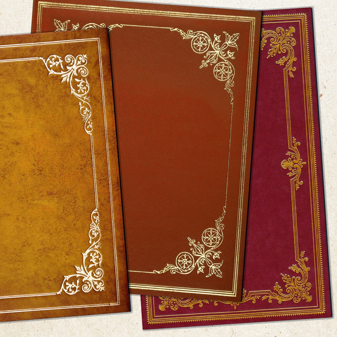16 Gilded Book Covers Gold Digital Paper Ornamental Book - Etsy