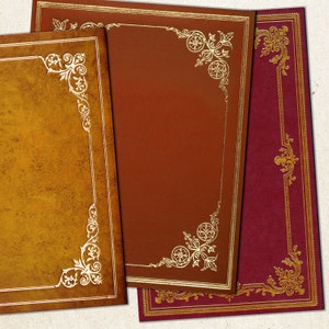 16 Gilded Book Covers Gold Digital Paper, Ornamental Book Textures Gold ...
