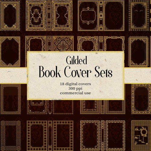 16 Gilded Book Covers Gold Digital Paper Ornamental Book - Etsy