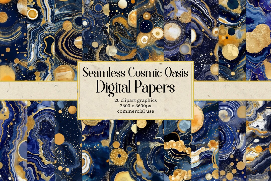 20 Seamless Cosmic Oasis Digital Paper, Galaxy Background Textures ...