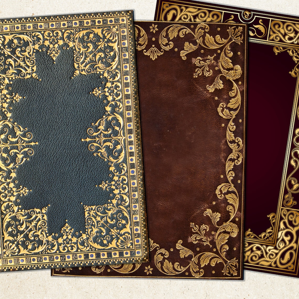 16 Gilded Book Covers Gold Digital Paper Ornamental Book - Etsy
