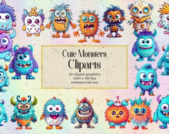 Cute Monsters Cliparts, Transparent Background Cliparts, Monster ...