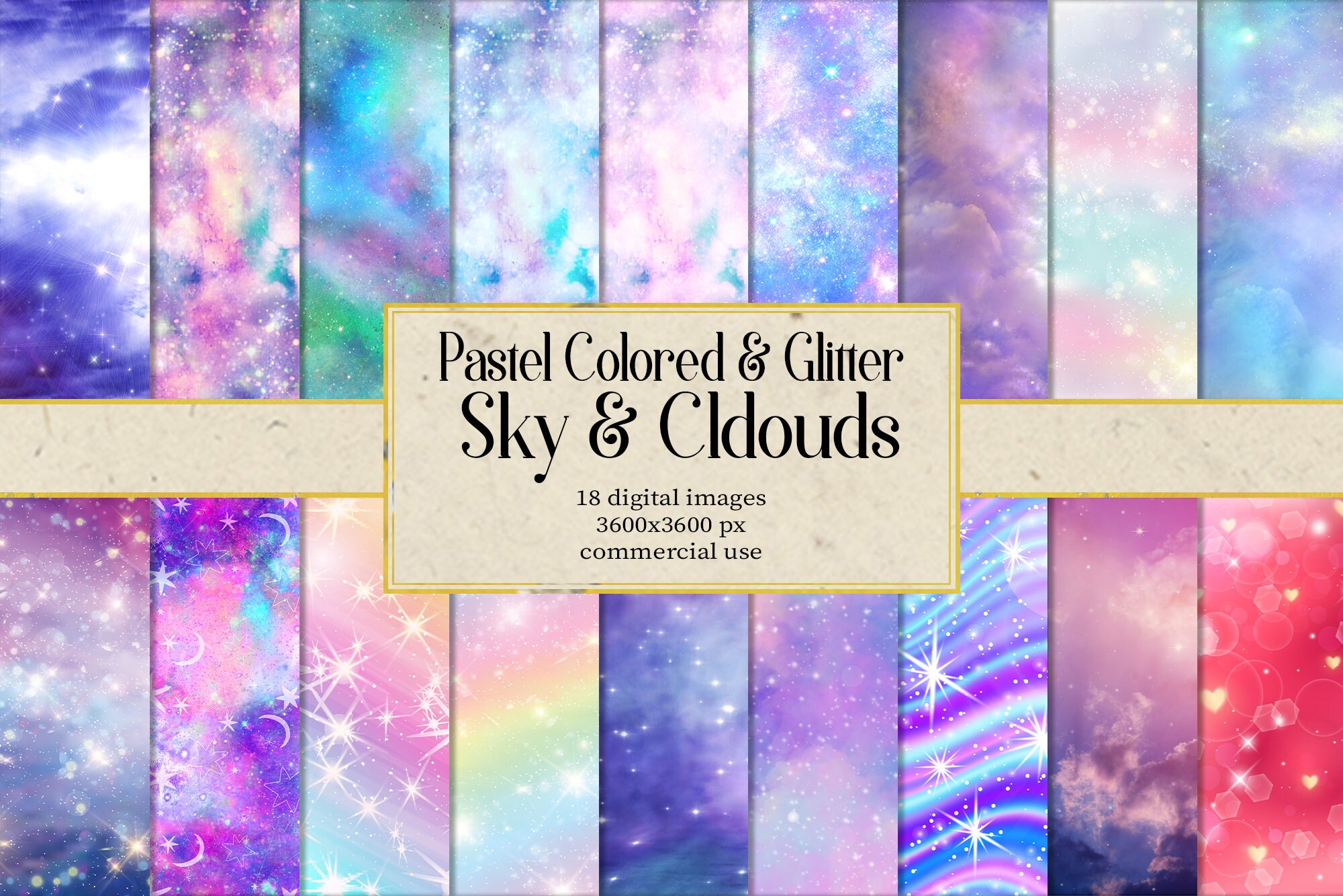 18 Pastel Sky and Clouds Digital Paper Galaxy Background - Etsy