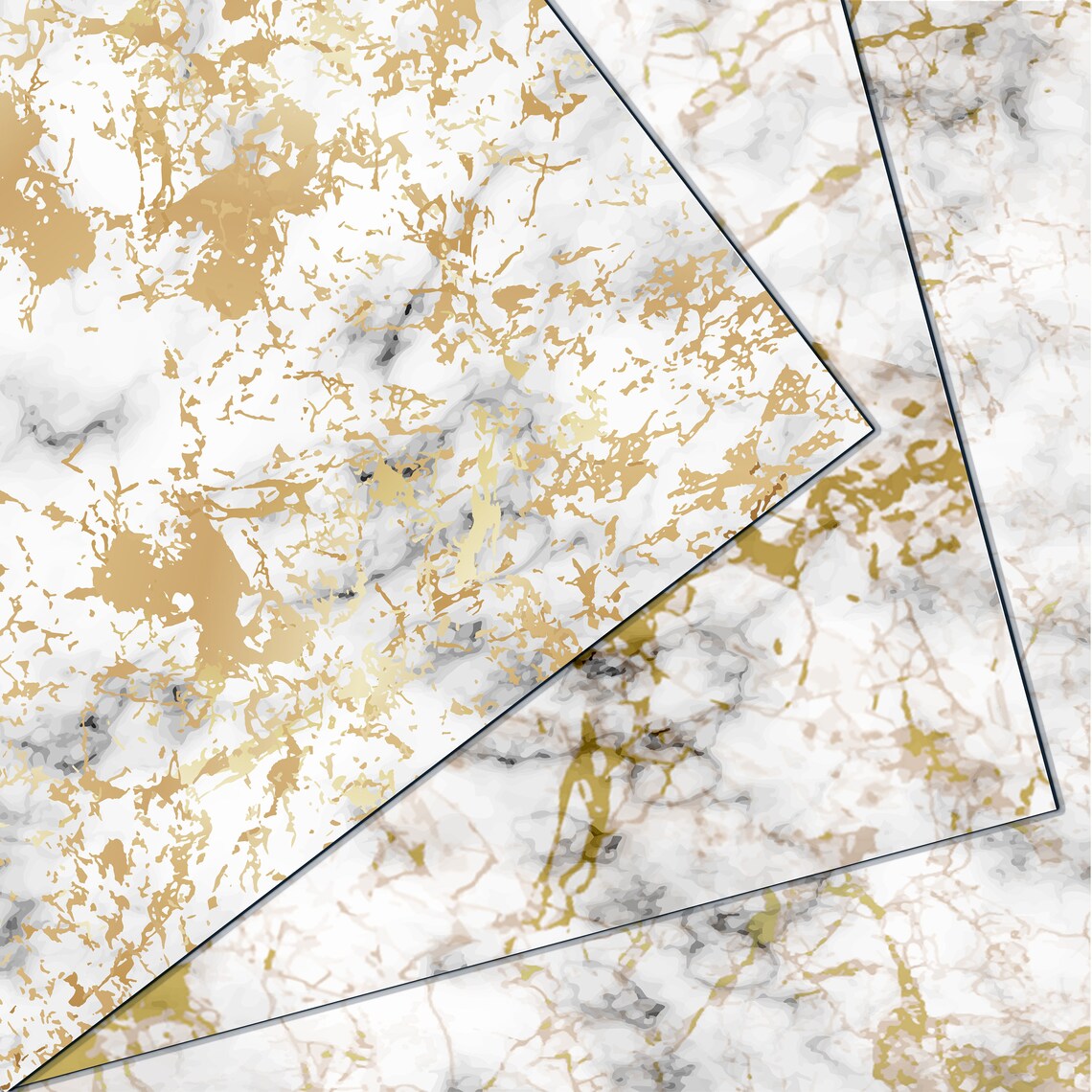 Seamless Black White Gold Marble Digital Paper, Background Textures ...