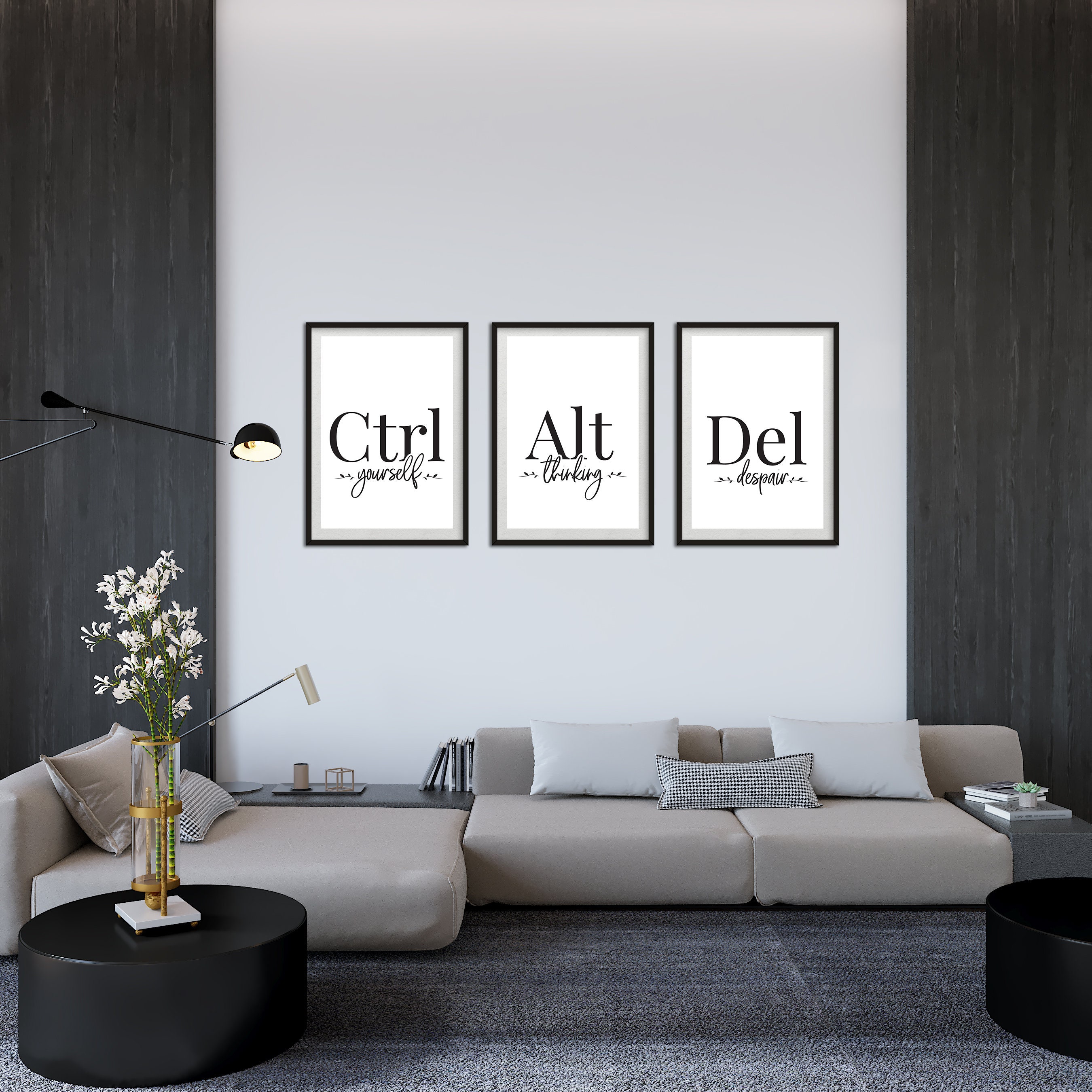 Set of 3 Canvas Ctrl Alt Del Wall Art Print Set Motivational Decor for ...