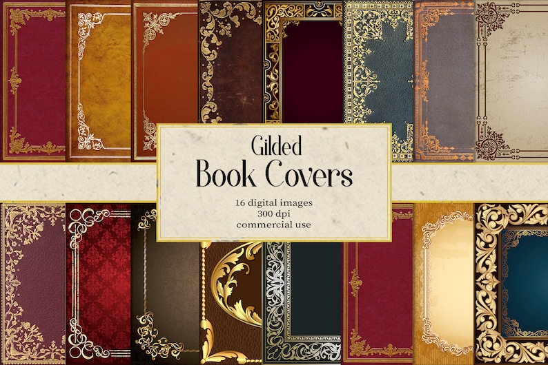 16 Gilded Book Covers Gold Digital Paper Ornamental Book - Etsy Canada