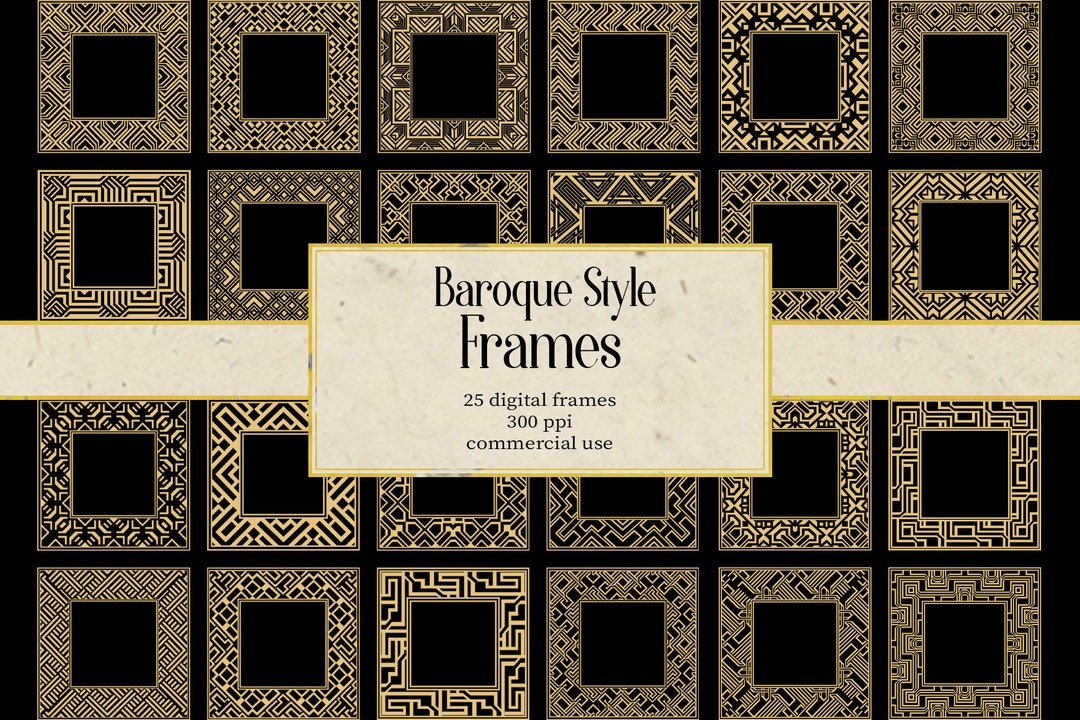 25 Baroque Styles Frames Digital Paper, Marble Frames Textures Wedding ...