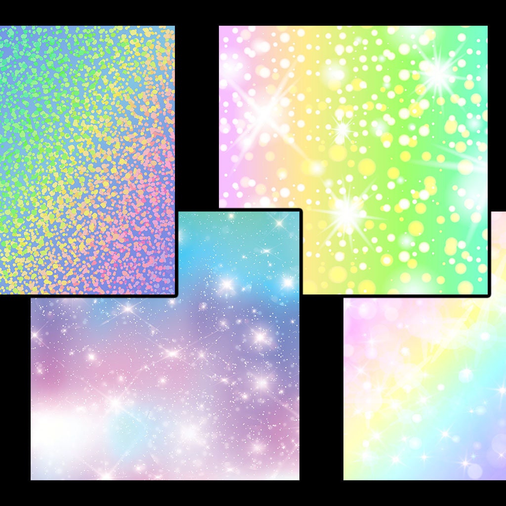 Rainbow Pastel Bokeh Digital Paper, Rainbow Background Textures ...