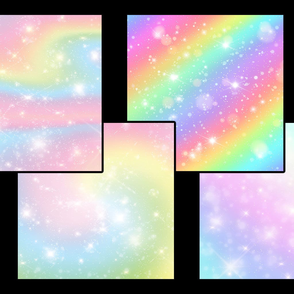 Rainbow Pastel Bokeh Digital Paper, Rainbow Background Textures ...