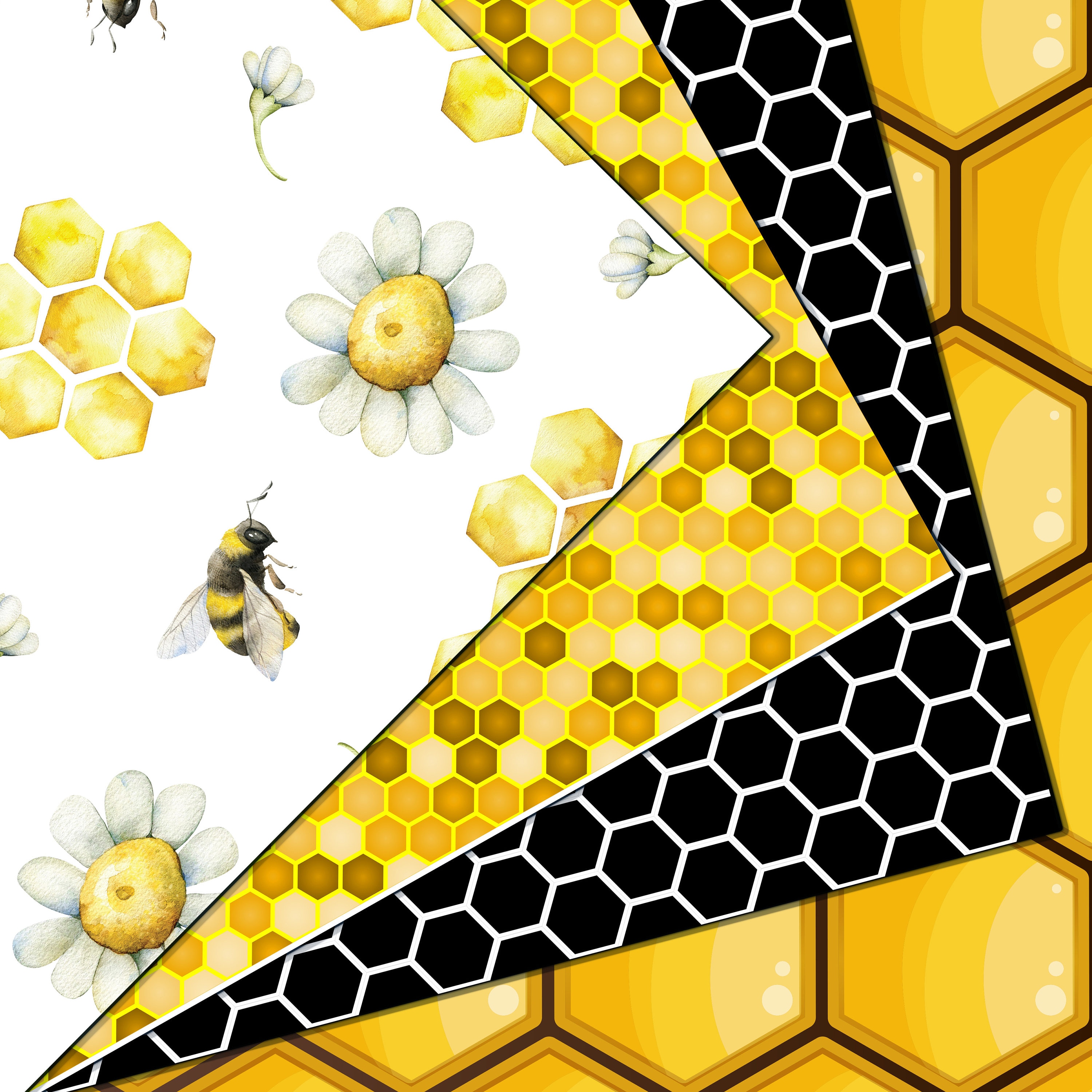 Seamless Honey Bee Digital Paper Gold Black Bee Backgrounds - Etsy