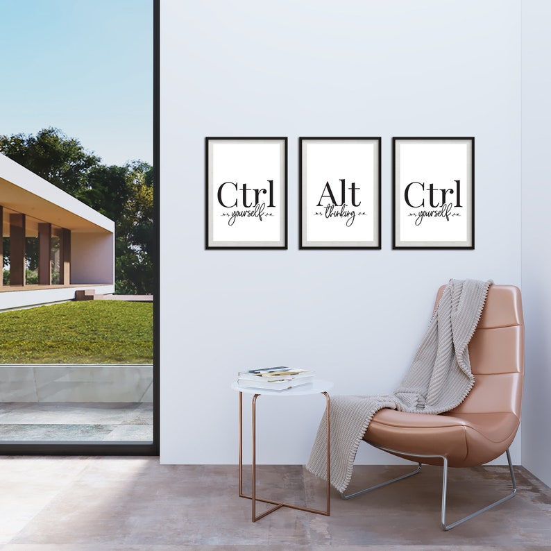 Set of 3 Canvas Ctrl Alt Del Wall Art Print Set Motivational Decor for ...
