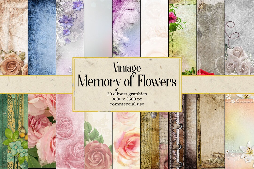 Vintage Memory of Flowers Paper Textures Digital Paper Scrapbook Paper ...