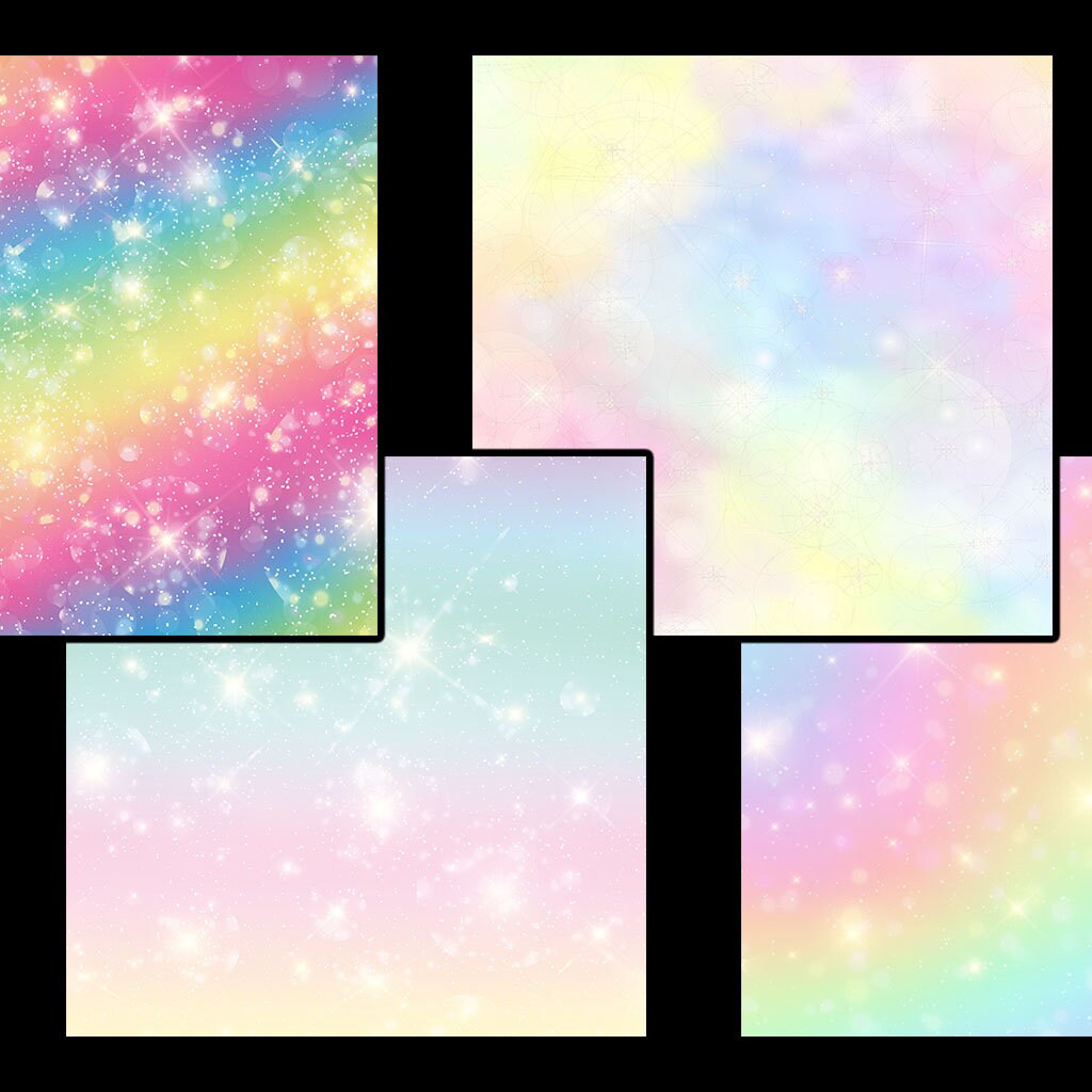 Rainbow Pastel Bokeh Digital Paper, Rainbow Background Textures ...