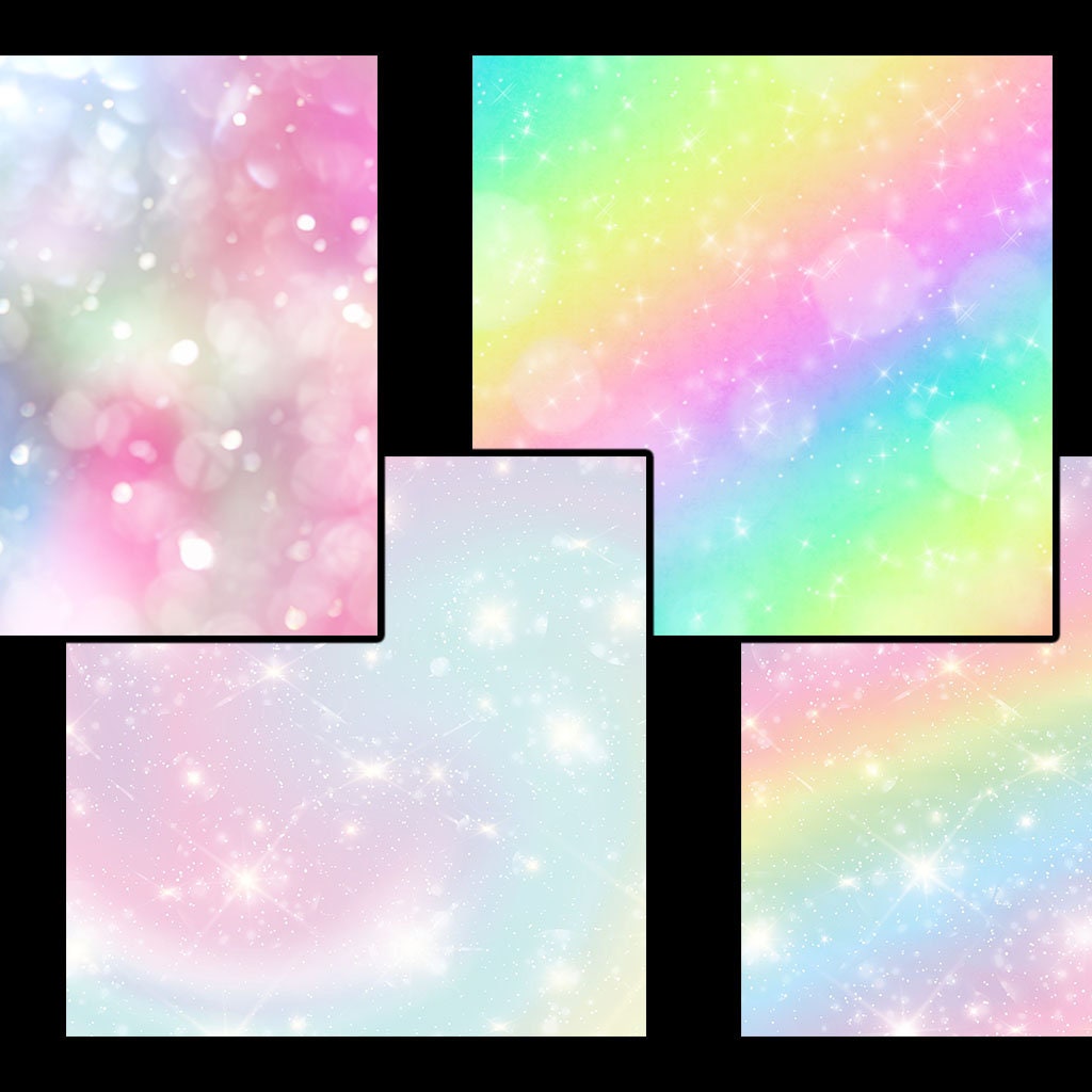 Rainbow Pastel Bokeh Digital Paper, Rainbow Background Textures ...