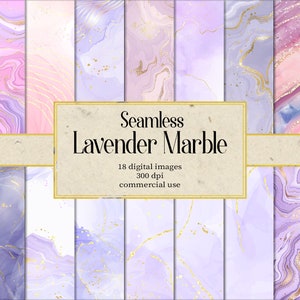 Seamless Lavender Gold Marble Digital Paper, Marble Background Textures ...