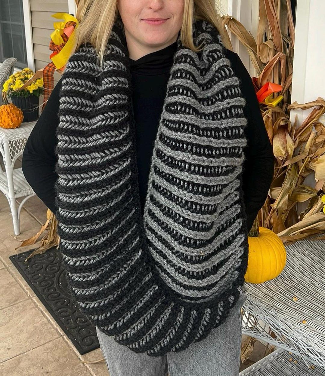 Handmade Reversible Infinity Knit Scarf - Etsy