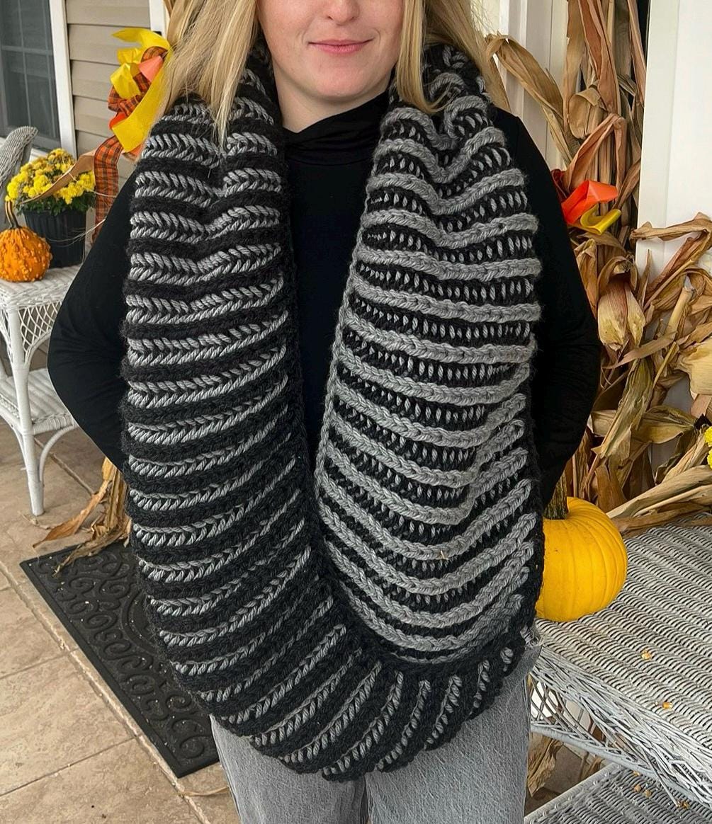 Handmade Reversible Infinity Knit Scarf - Etsy