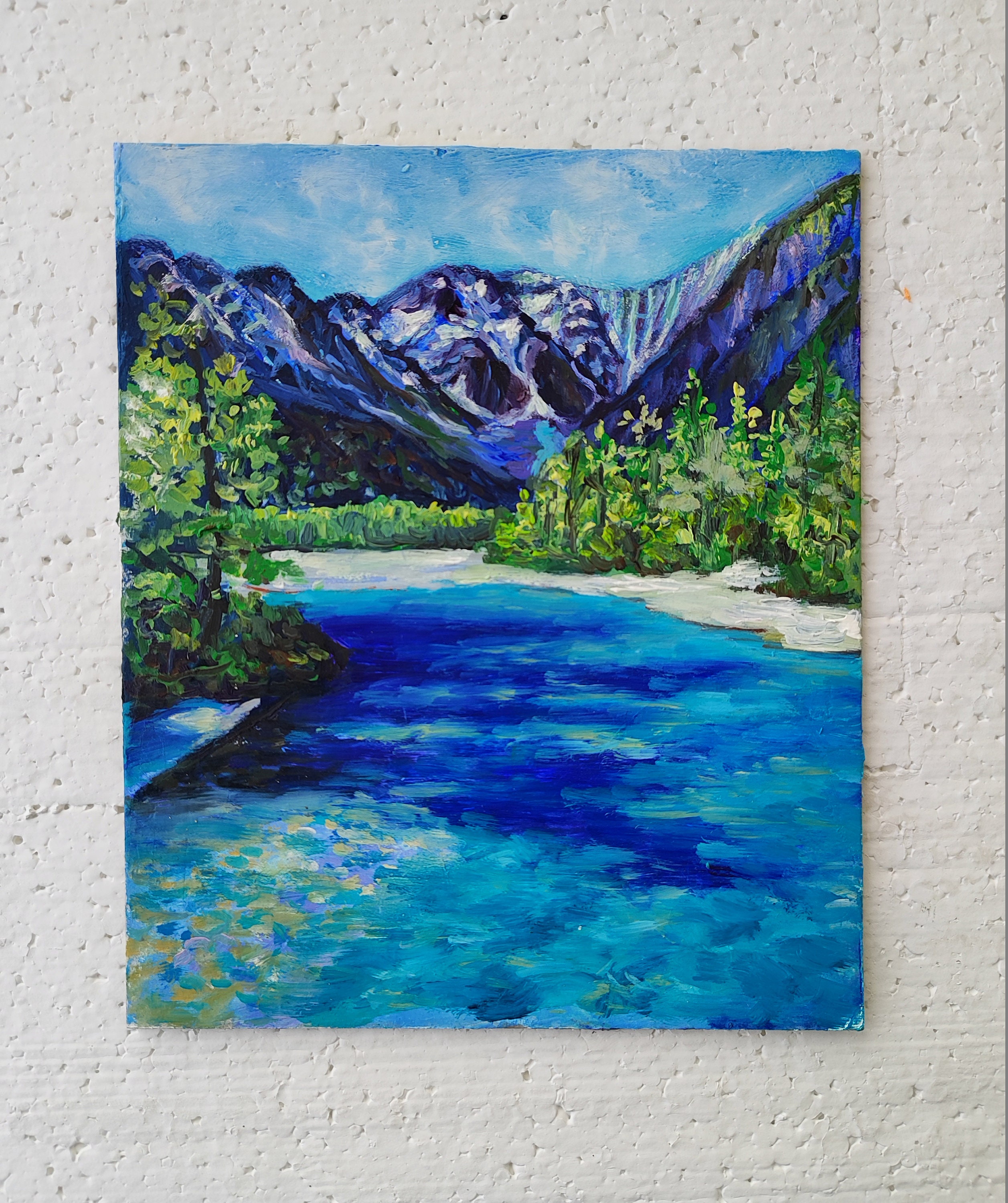 Mountain Valley Artwork Lake Oil Painting Fine Art by Selenav Lake Wall ...