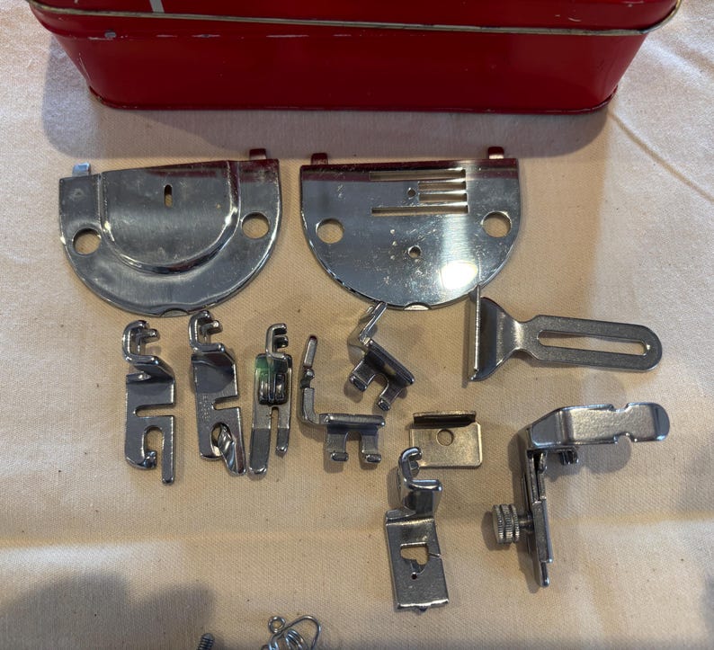 Vintage Brother Sewing Machine Accessories: Feet, Oil Can, Tin - Etsy