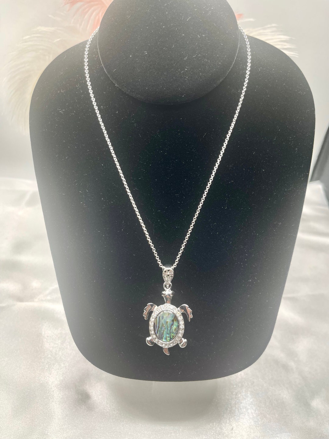 Shell Turtle Pendant Necklace: Rhinestone Spiritual Jewelry - Etsy