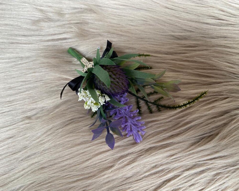 Gents Faux Thistle Purple Teasel Cone Flower Buttonhole cross - Etsy UK