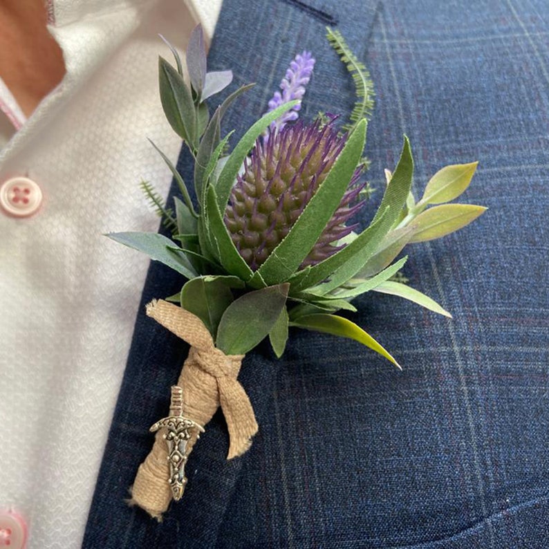 Gents Artificial Faux Thistle Purple Teasel Cone Flower - Etsy