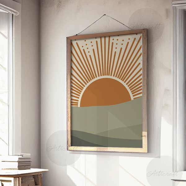 Boho Mountain Wall Art - Etsy