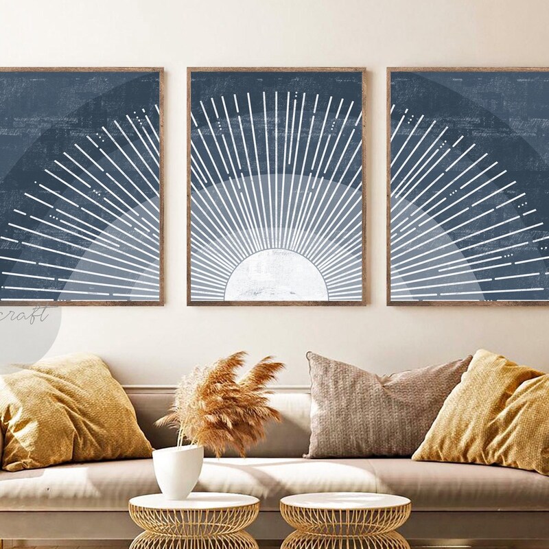 Blue Wall Prints Set of 3 - Etsy