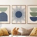 Mid Century Modern Art Set of 6 Prints, Sage Green & Navy Blue ...