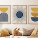 Mid Century Modern Art Set of 3 Prints, Mustard Yellow Navy Blue ...
