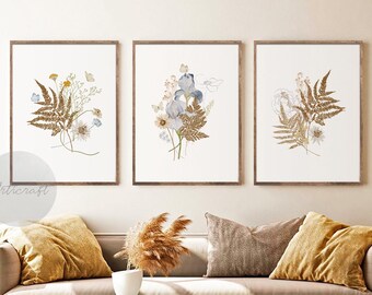 Watercolor Botanical Print Set of 3 Gallery Wall Art Floral - Etsy
