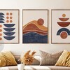 Navy Mid Century Modern Geometric Print Set of 2, Boho Beige and Navy ...