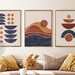 Mid Century Modern Print Set of 3, Navy Blue, Orange & Beige Orange ...