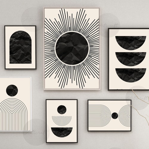 Geometric Block Print Line Wall Art Modern Wall Art - Etsy